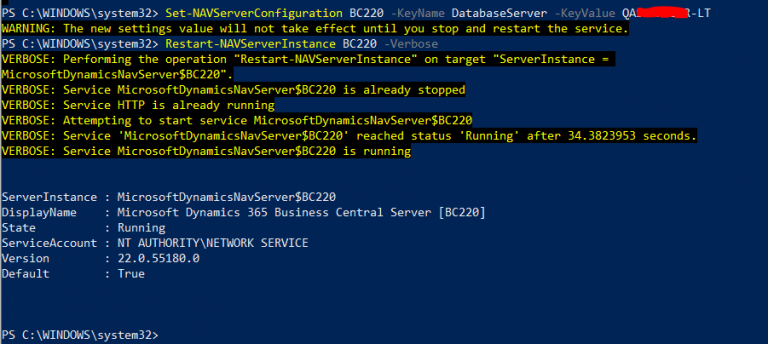 Microsoft Dynamics 365 Business Central On-Premises Configurations Setup using PowerShell Cmdlets