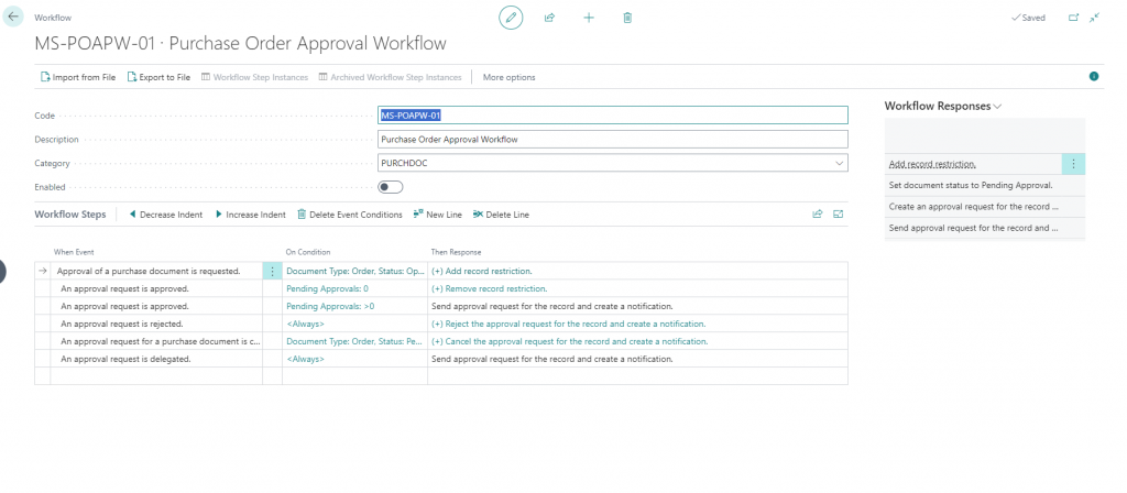 Business Central Working with Workflows